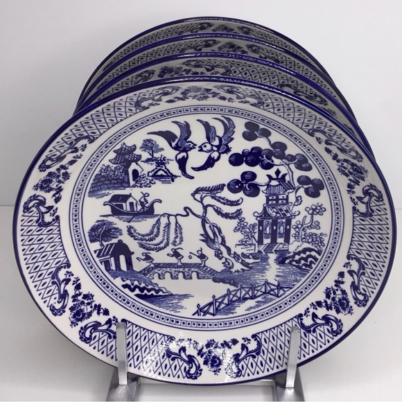 English Willow | Dining | 4 Eaton Fine Dining English Willow Blue White ...